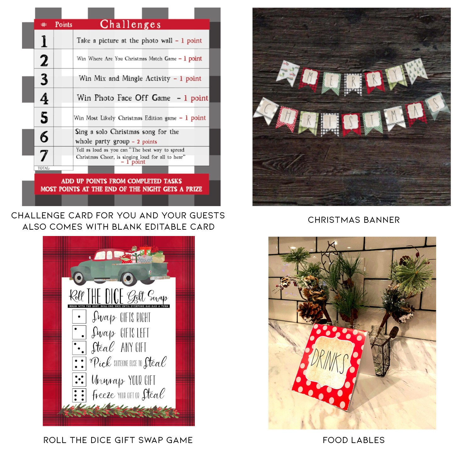 Christmas Party Pack INSTANT DOWNLOAD - Merry Christmas Banner ...
