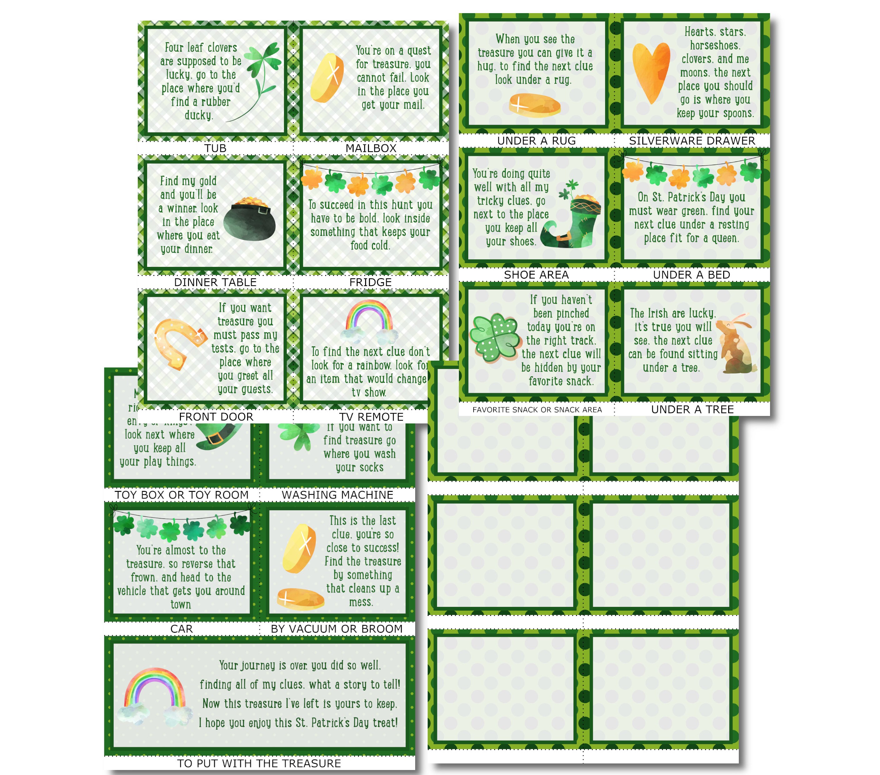 St. Patrick's Day Treasure Hunt INSTANT DOWNLOAD Scavenger Hunt DIY St ...