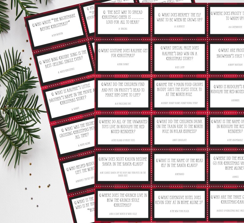 Christmas Trivia Cards INSTANT DOWNLOAD Christmas Party - Etsy