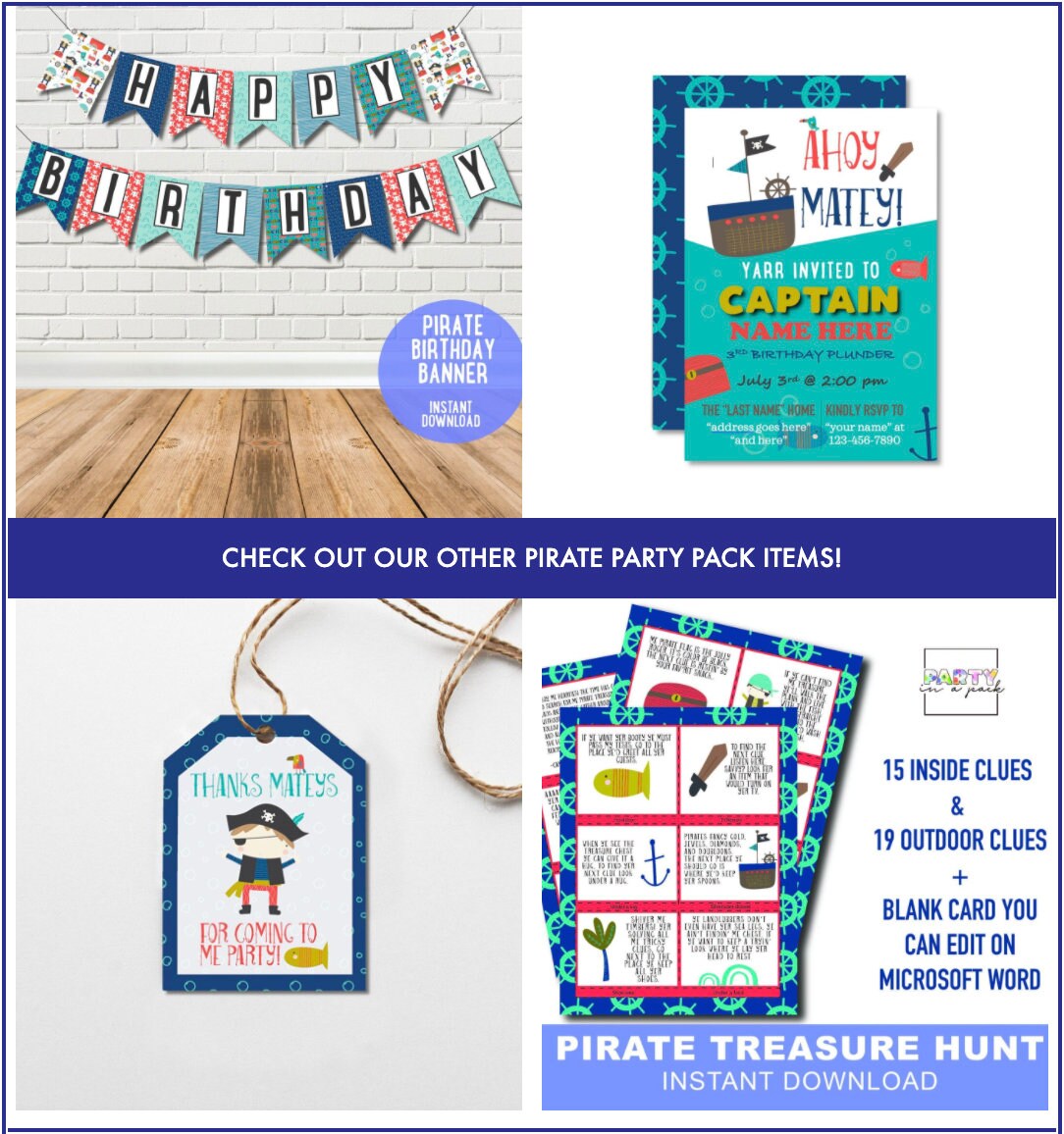 Pirate Party Food Labels - Birthday Party Food Labels - Food Tent Cards ...