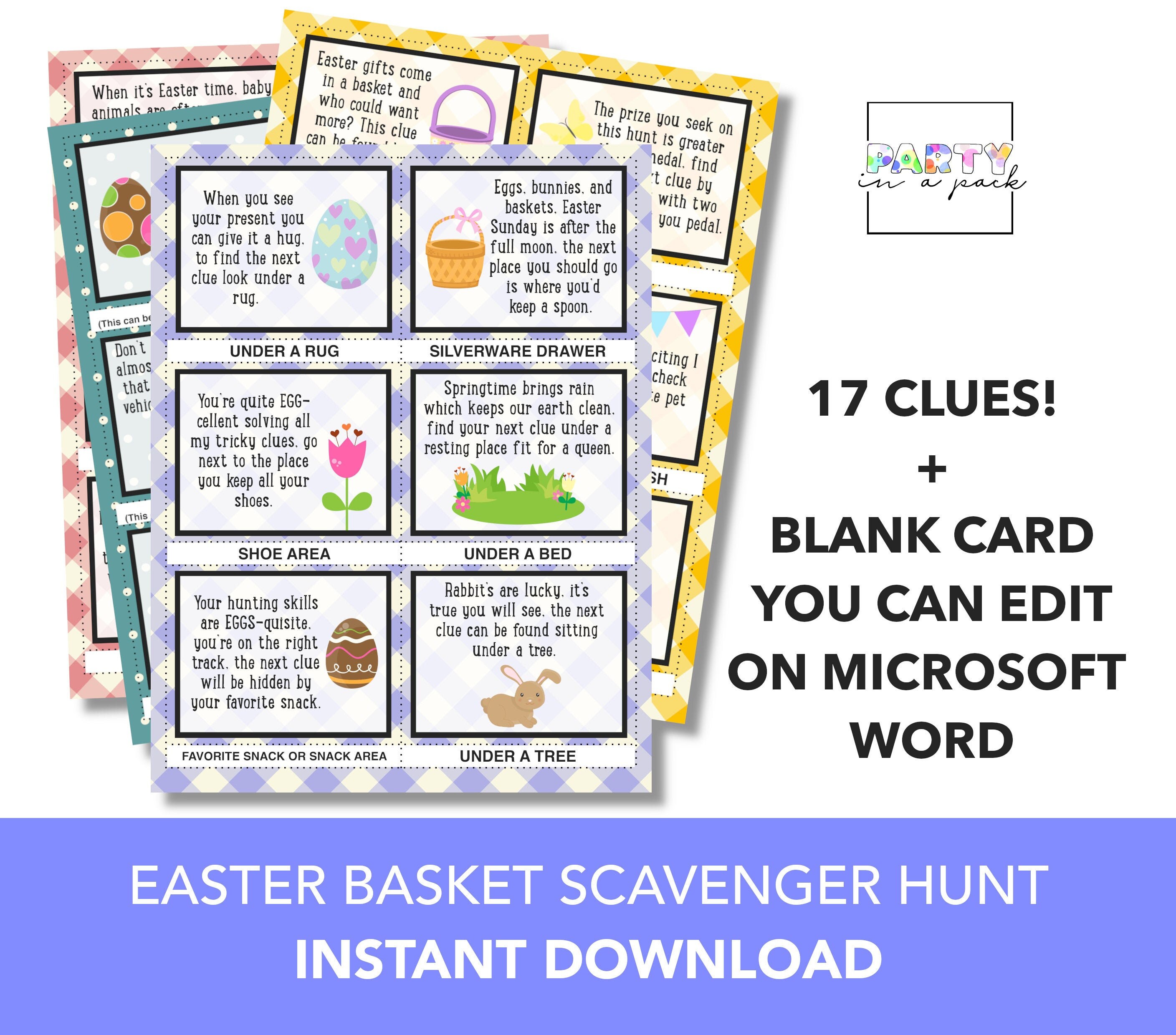 Easter Scavenger Hunt - Instant Download - Easter Egg Hunt Clues ...