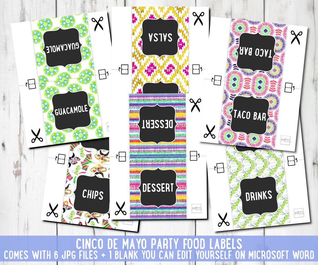 Mexican Fiesta Food Labels - Printable Mexican Fiesta Tent Cards ...