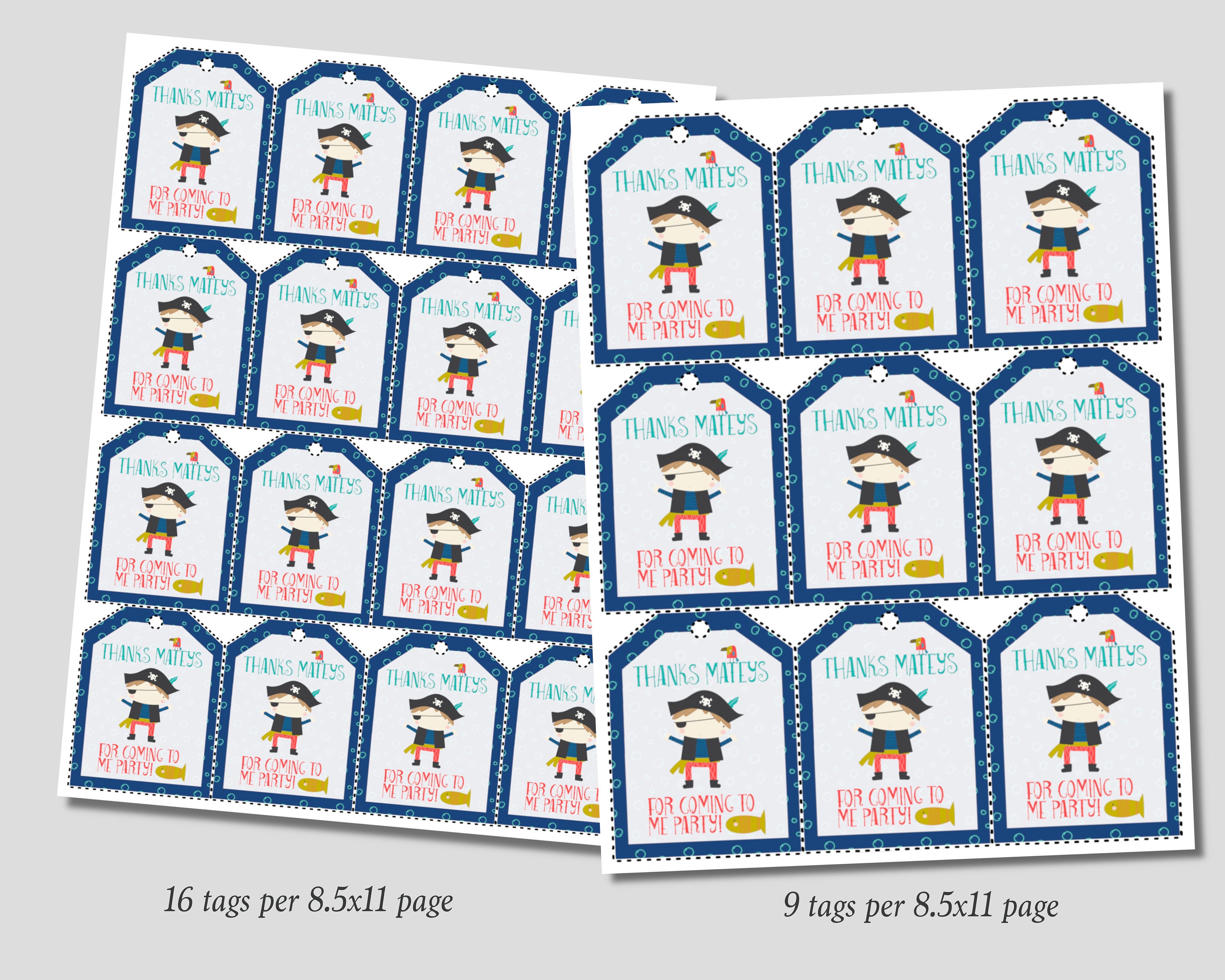 Pirate Birthday Party Party Favor Gift Tag Pirate Themed Party Hand Out ...
