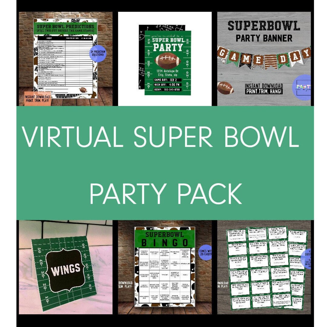 Virtual Super Bowl Party Pack - INSTANT DOWNLOAD - Zoom Super Bowl ...