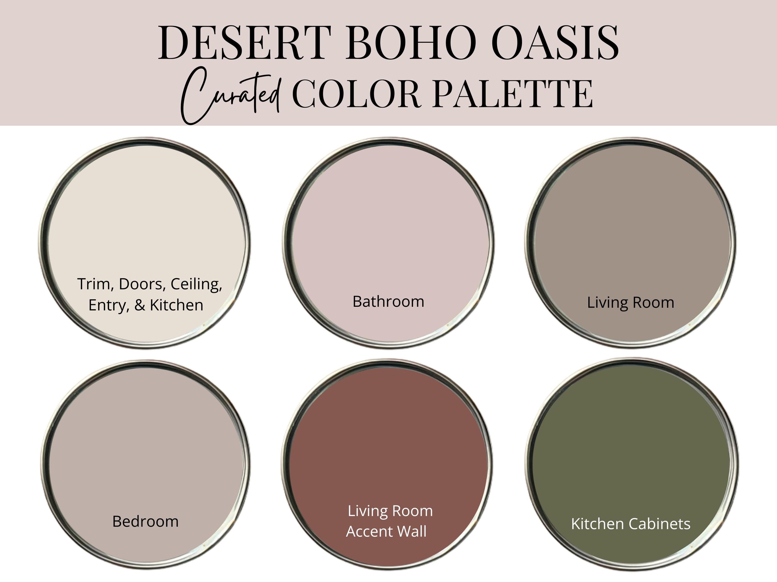 Desert Boho Oasis Curated Color Palette, Paint Color Scheme, Boho Paint ...