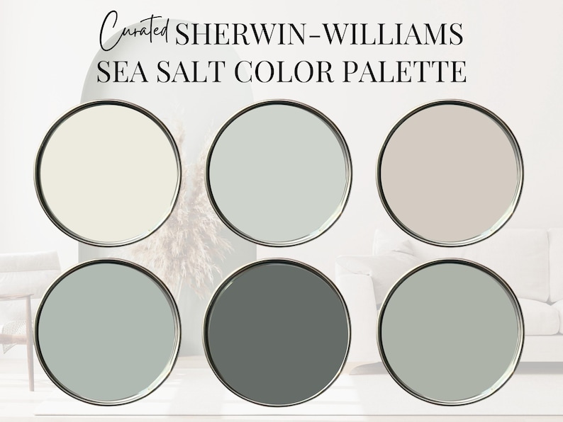 Sherwin Williams Sea Salt Color Palette, Calm Color Palette, Coastal ...
