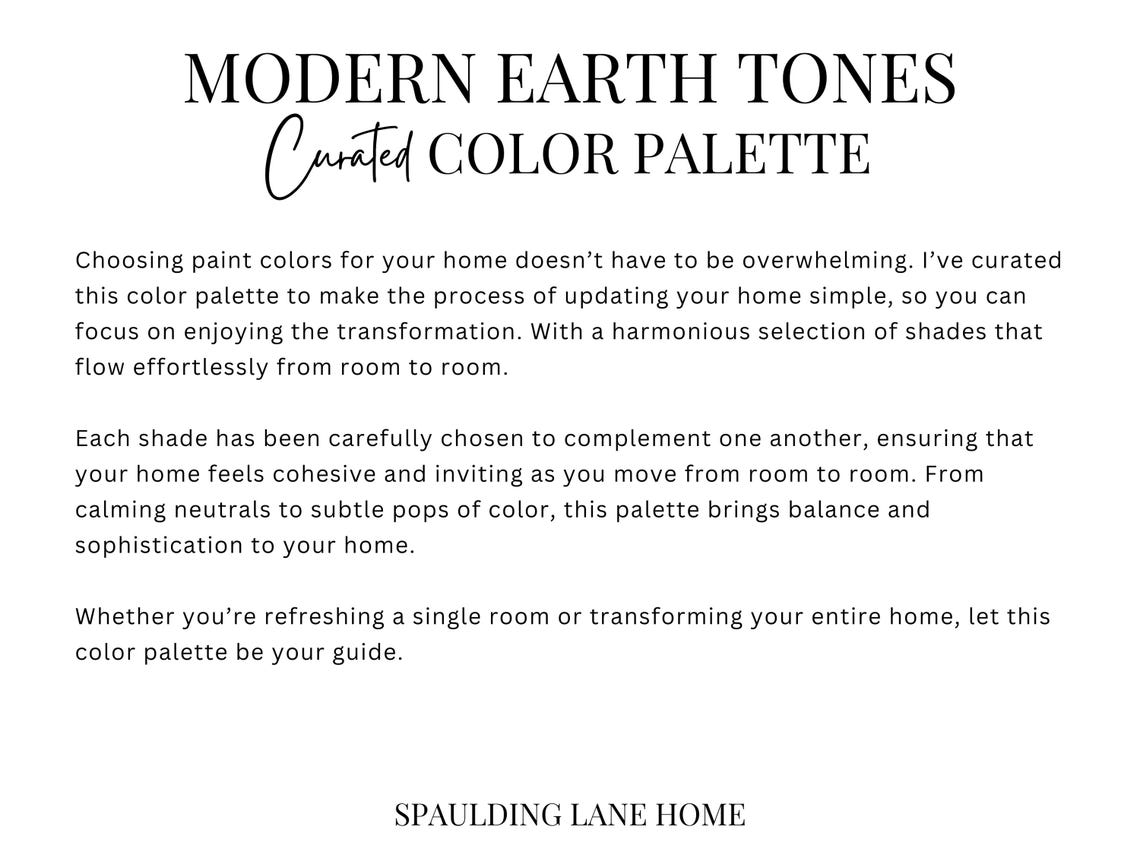 Modern Earth Tones Curated Color Palette, Paint Color Scheme, Earth ...