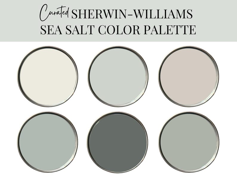 Sherwin Williams Sea Salt Color Palette, Calm Color Palette, Coastal ...