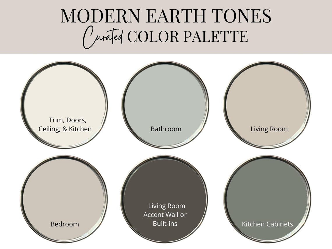 Modern Earth Tones Curated Color Palette, Paint Color Scheme, Earth ...