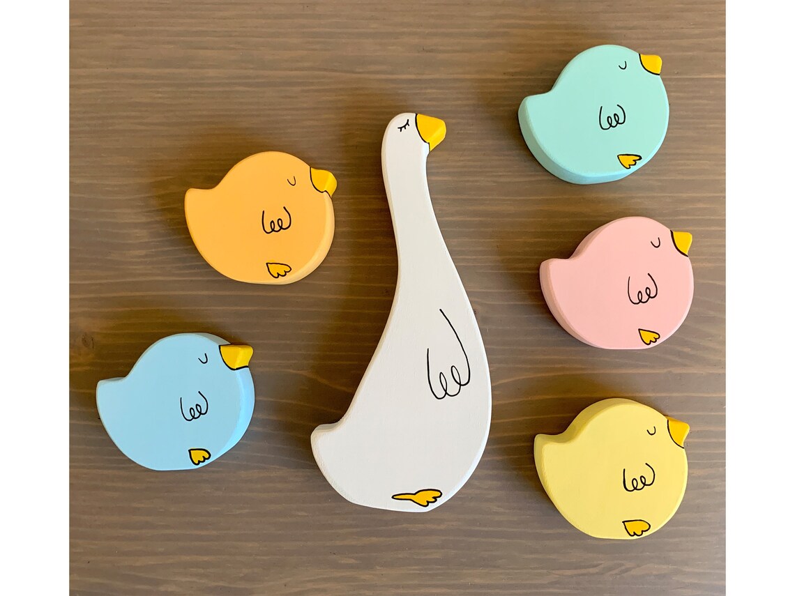 Wooden Duck Family 6 Piece Set Springtime Decor Easter Decor Hand ...
