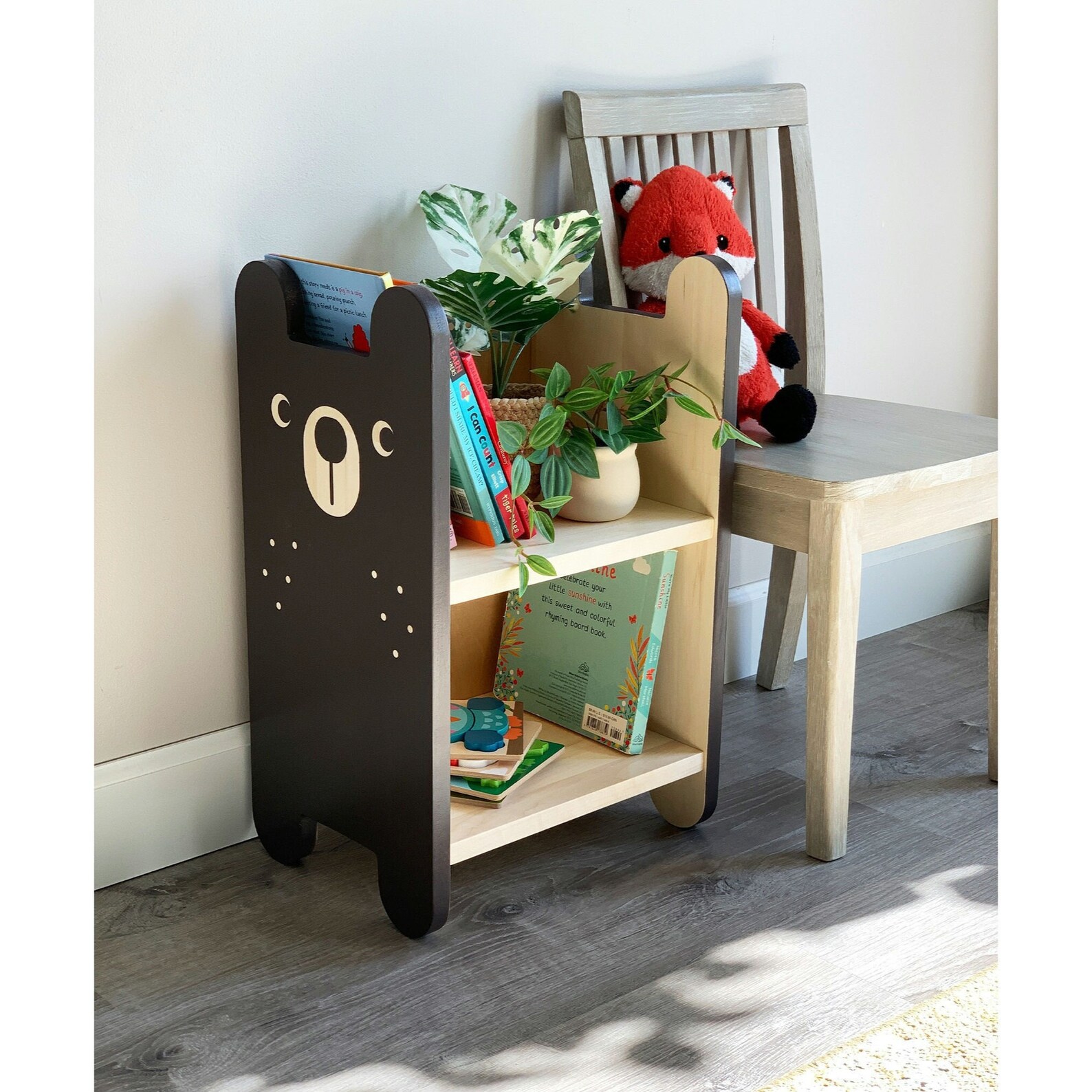 Woodland Bear Bookcase Solid Wood Kids Shelf for Book & Toy Storage - Etsy
