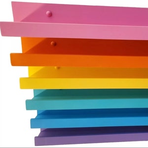 12 Rainbow Shelf Solid Wood Floating Wall Shelf Rainbow Book Ledge ...