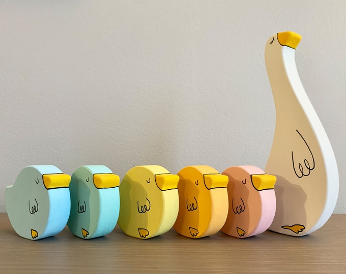 Wooden Duck Family 6 Piece Set - Springtime Decor - Easter Decor - Hand ...