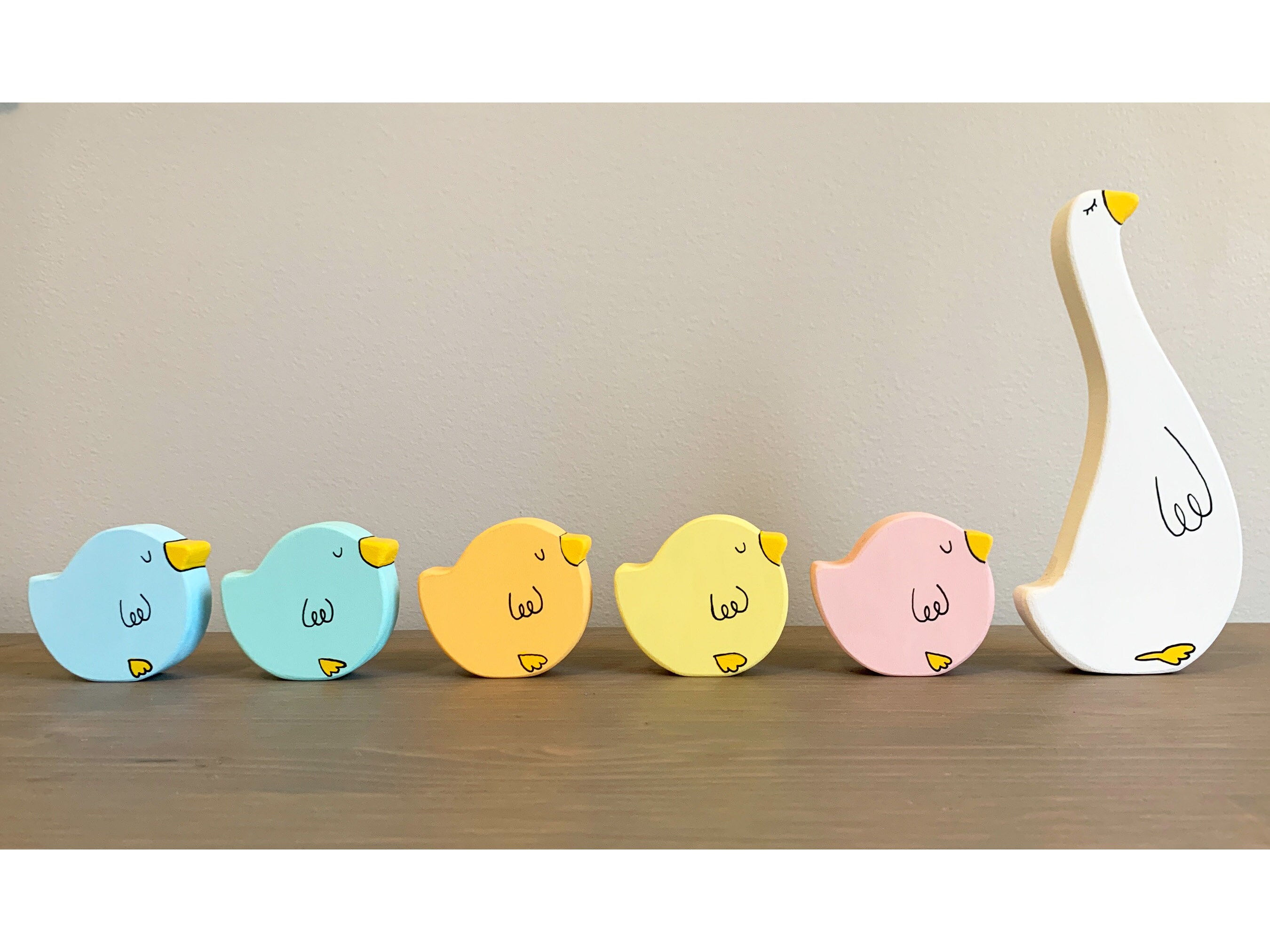 Wooden Duck Family 6 Piece Set Springtime Decor Easter Decor Hand ...