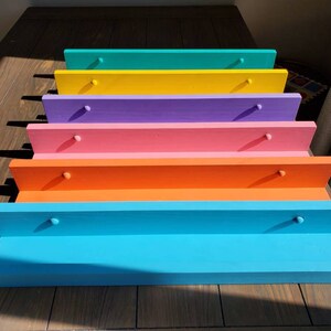 12 Rainbow Shelf Solid Wood Floating Wall Shelf Rainbow Book Ledge ...
