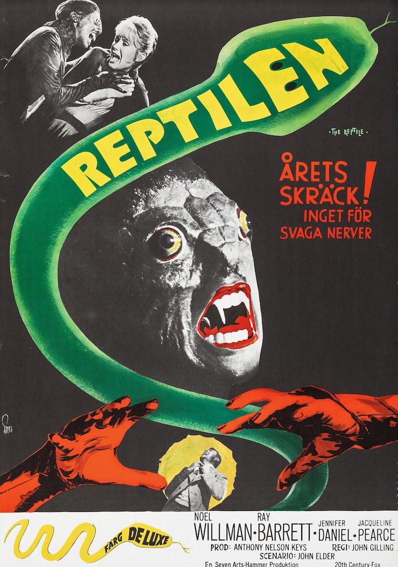 The Reptile (1966) Swedish - Retro Movie Poster, Restored, High Quality ...