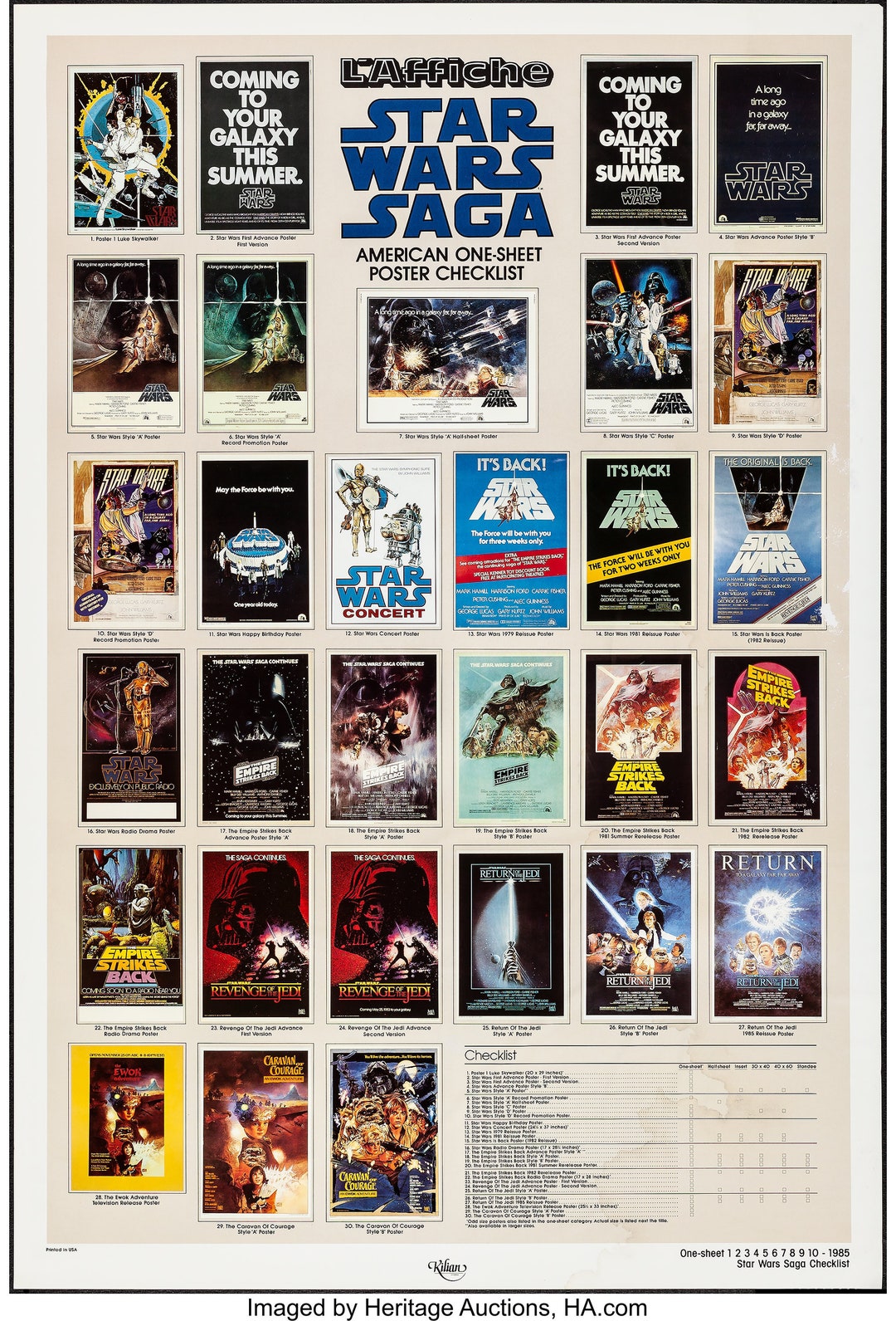Star Wars Saga Checklist killian, 1985 Retro Movie Poster, Restored ...