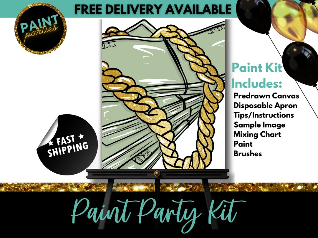 Sip and Paint Kit for Adult Parties, Predrawn Paint Party Kit, Paint ...