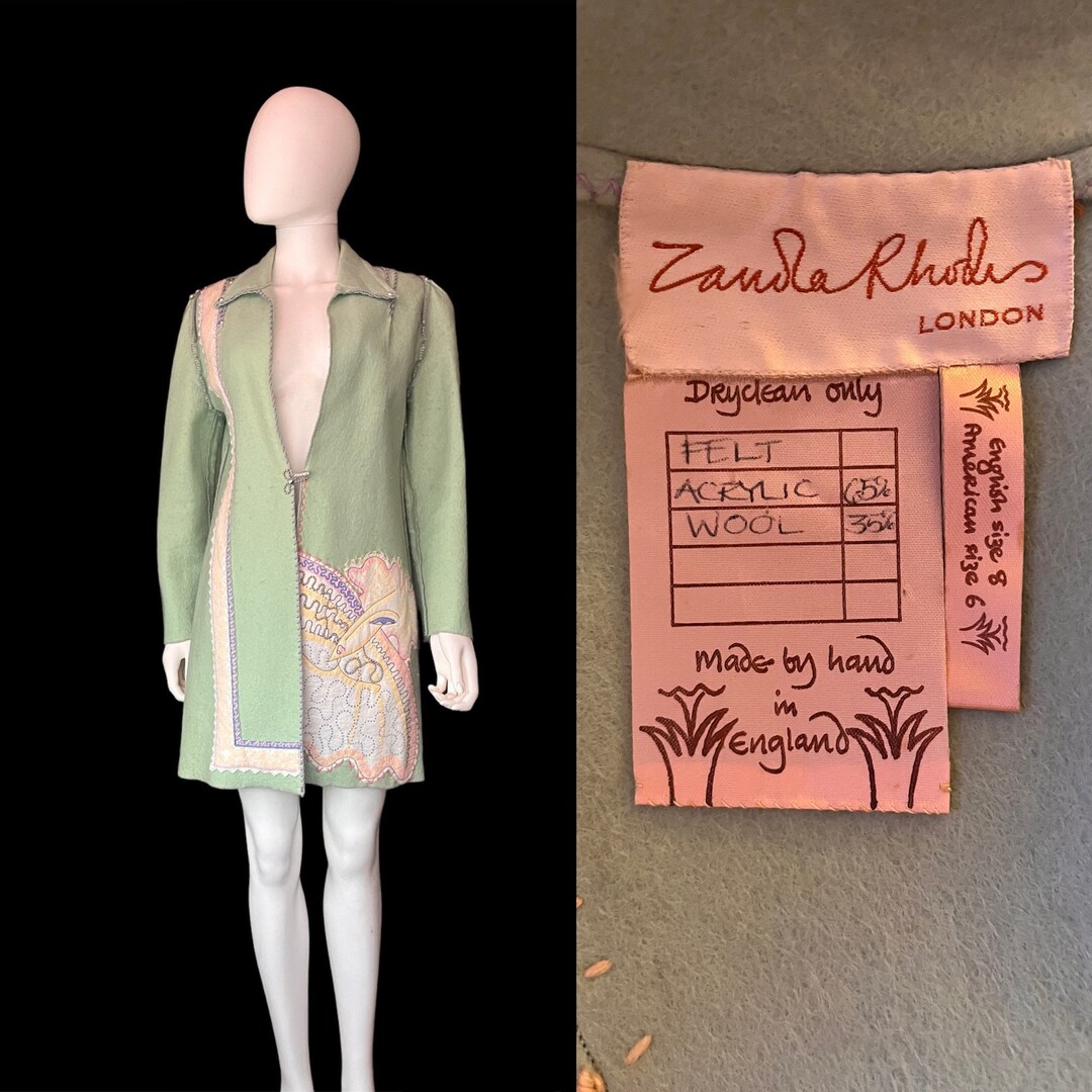 Vintage 1970's Zhandra Rhodes Felt Wool Applique Coat - Etsy