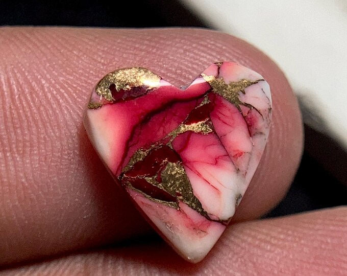 Premium Quality Red Rose Dahila Mohave Turquoise Heart Cabochon ...