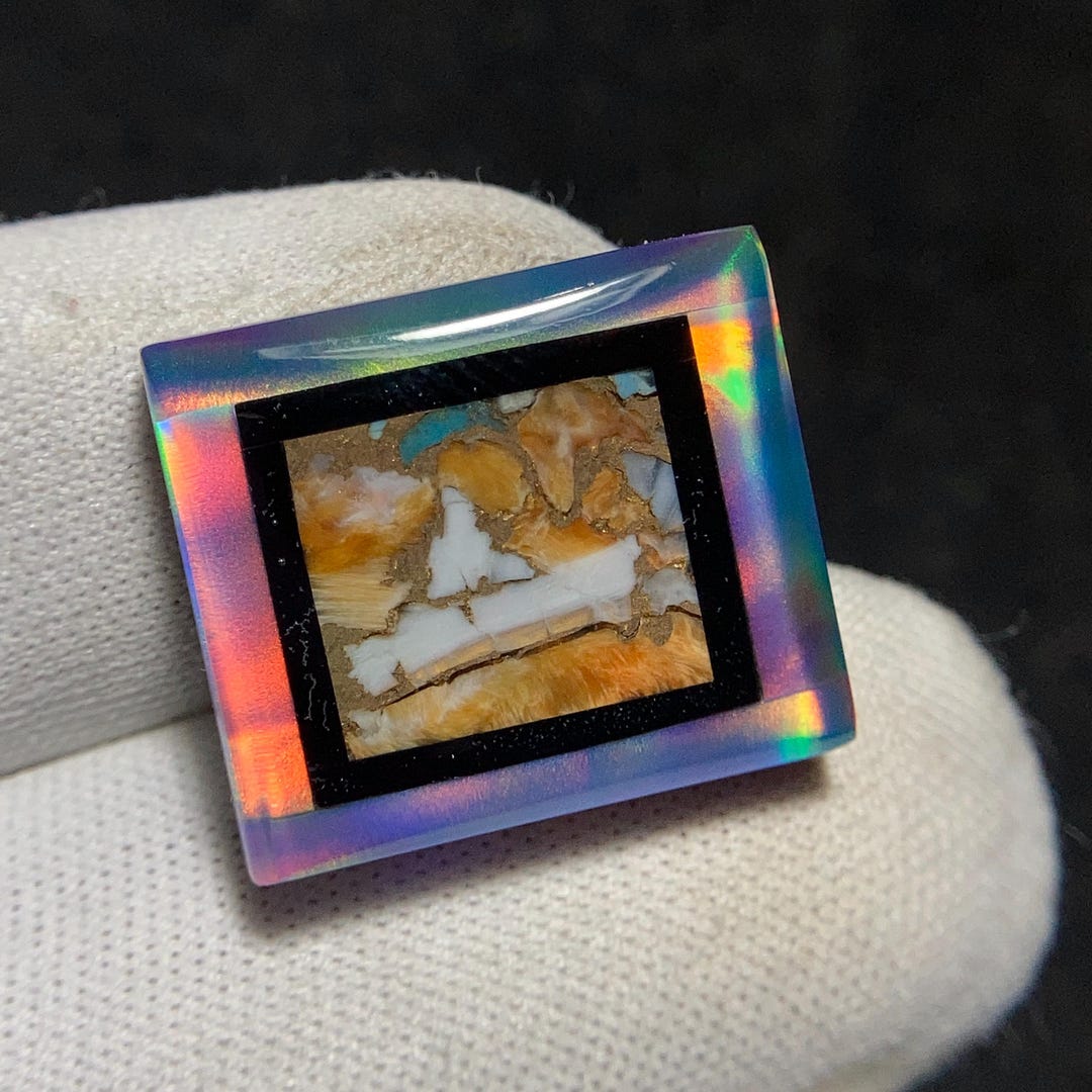 Stunning Aurora Opal Doublet With Spiny Oyster Copper Turquoise ...