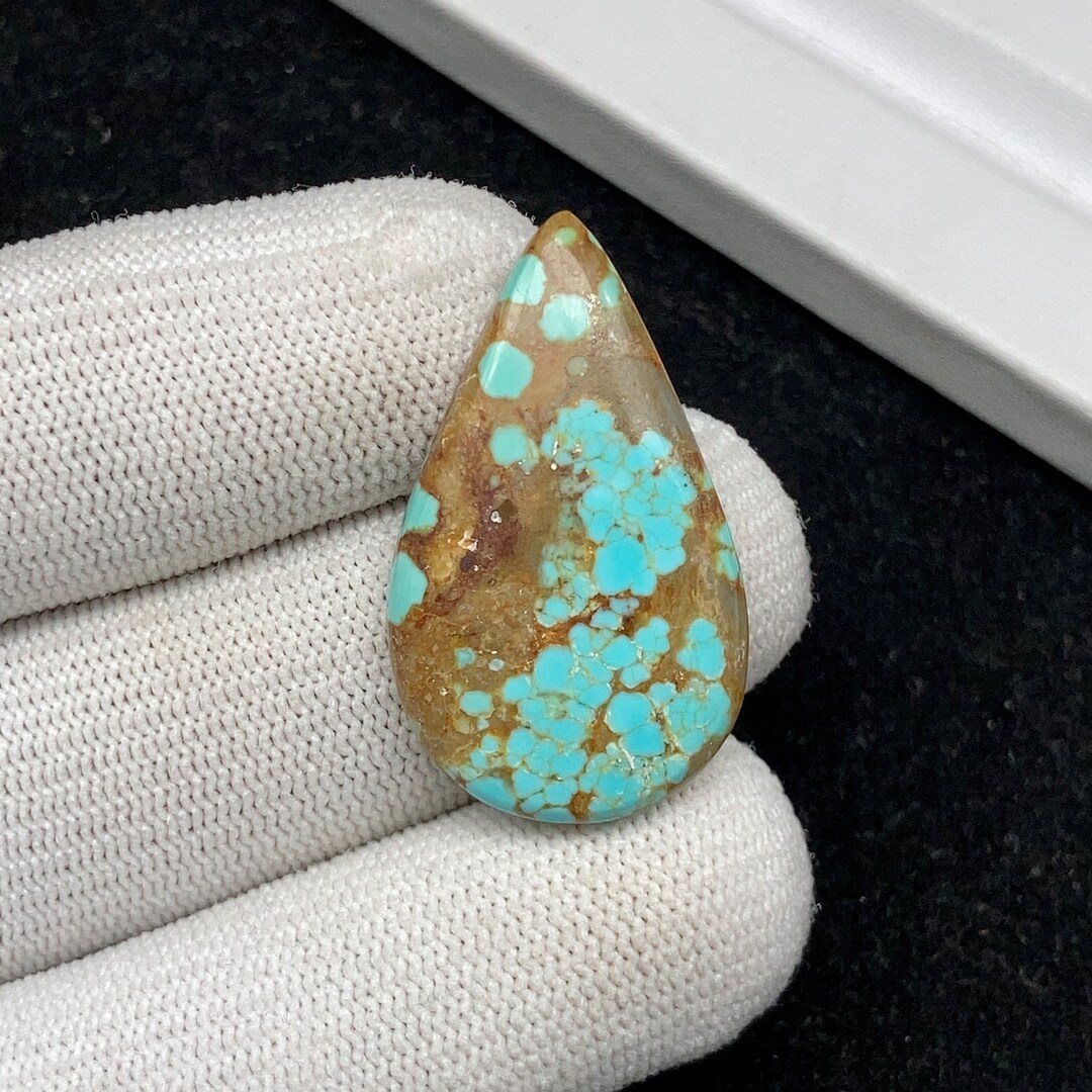 Rare Quality Number Eight Turquoise Pear Cabochon, Designer Stone, 13. ...