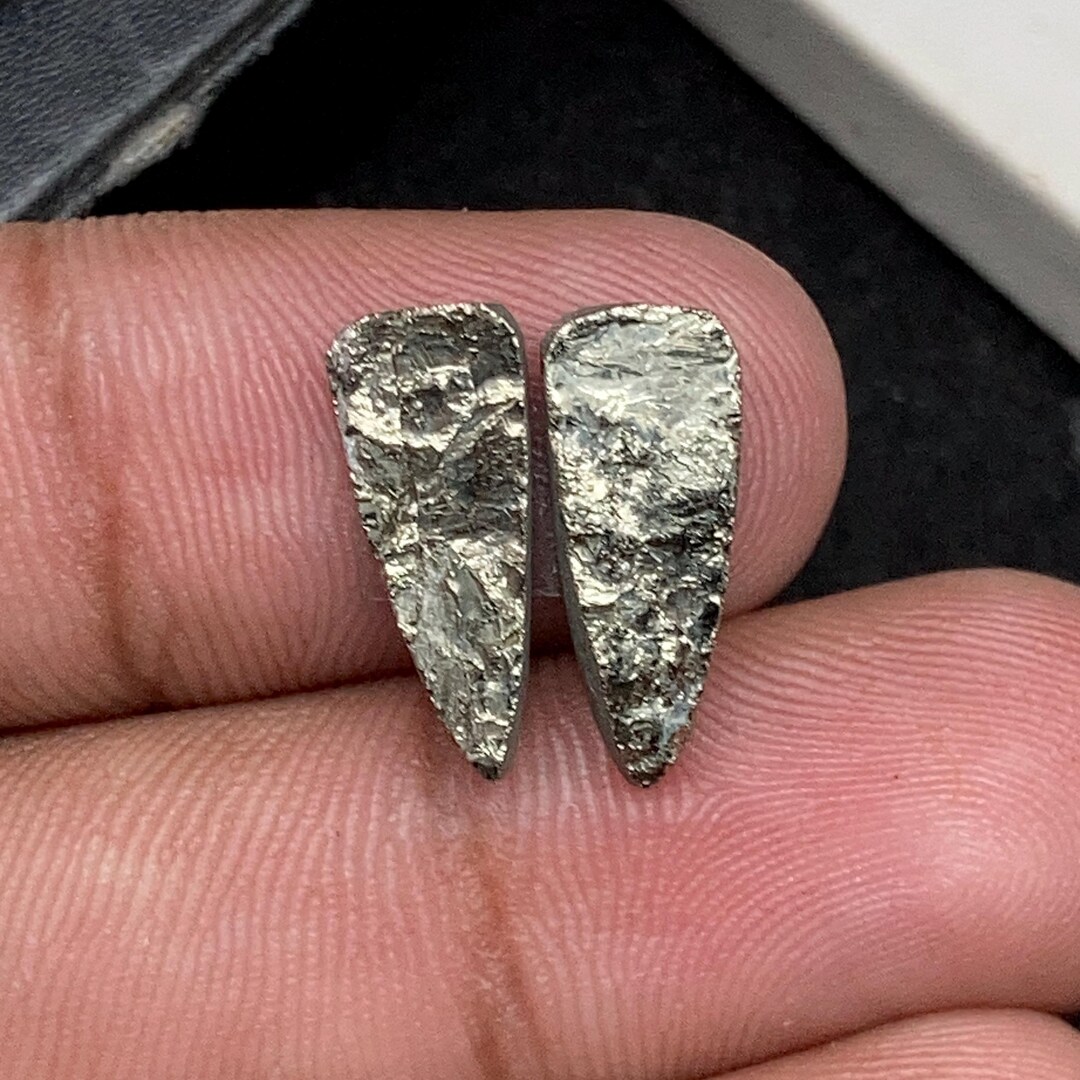 Unique Pattern Pyrite Druzy Pair Cabochon, 8.8 Ct, 15 X 6 X 2mm ...