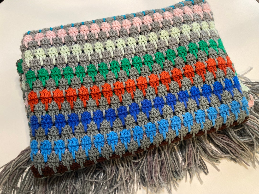 Multi-color Afghan Crochet Blanket - Etsy