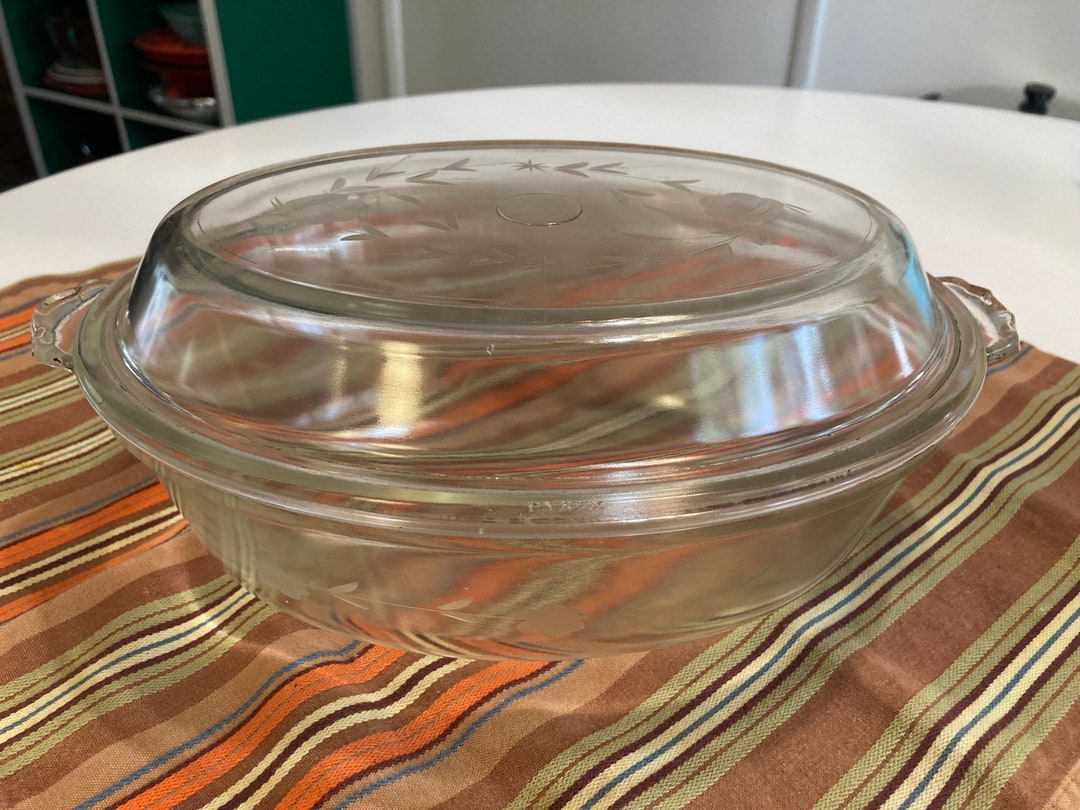 Vintage Pyrex Clear Etched Oval Casserole Dish - Etsy