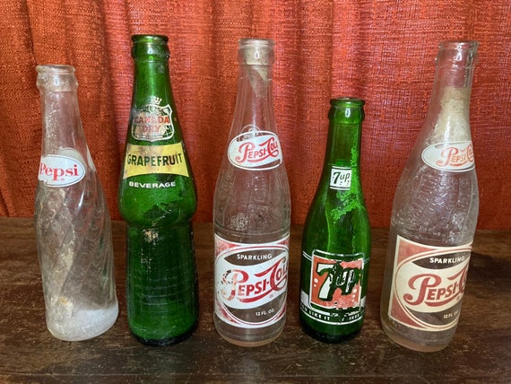 Vintage Soda Bottles Set of 5 - Etsy