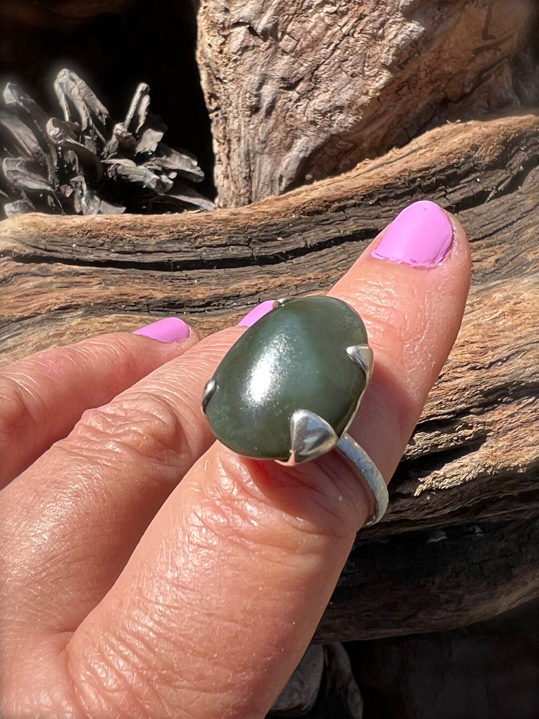 Big Sur Jade "blue Green" AAA Grade Natural-polish Silver Ring Size US ...