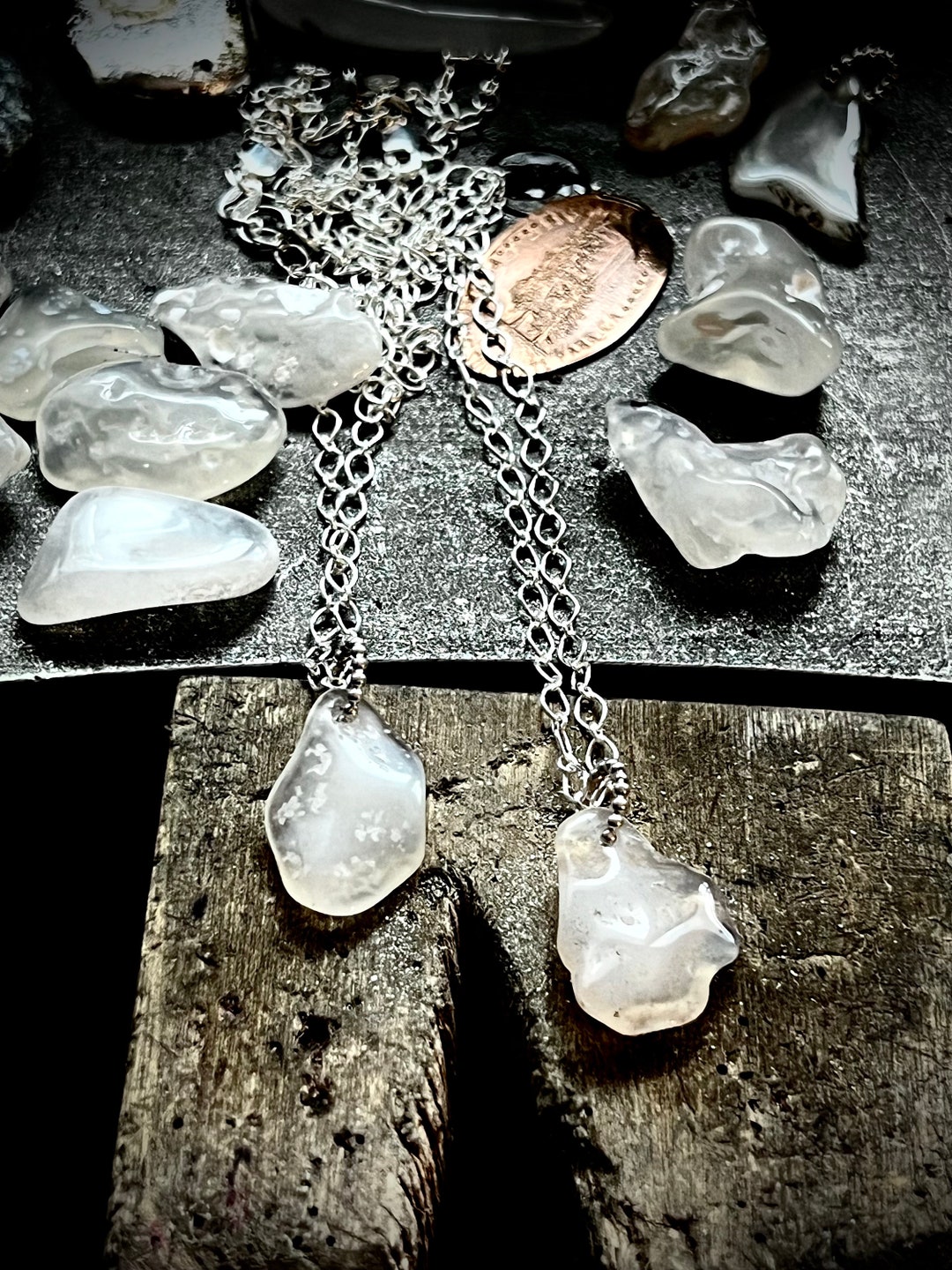 Moonstone Natural "aurora" Mini Pendants Set in Sterling Silver