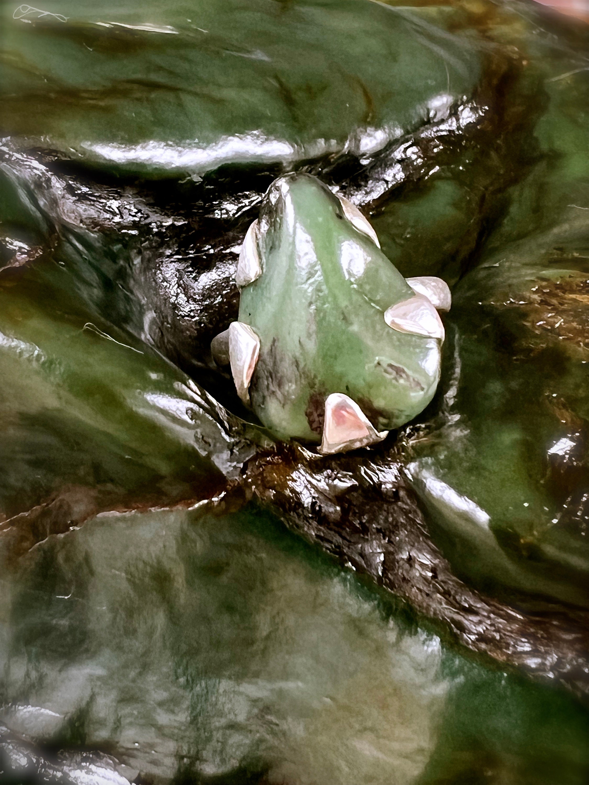 Big Sur Jade calico Blue Green AAA Grade Natural-polish Silver Ring ...