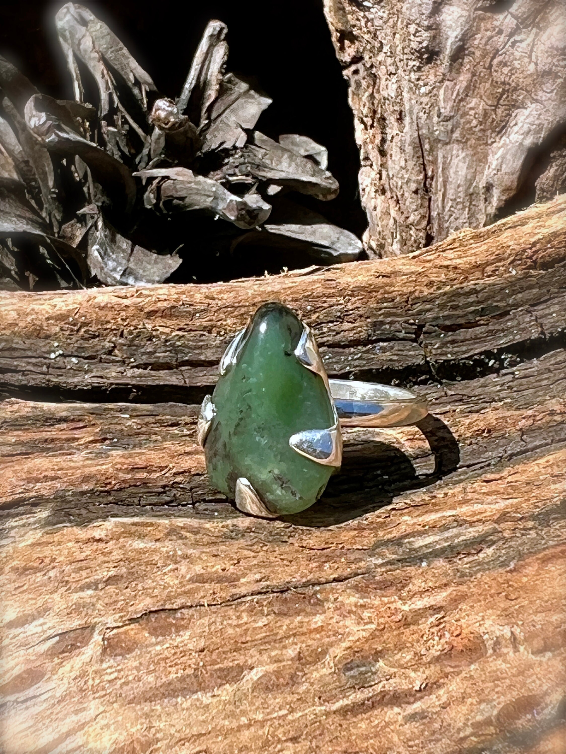 Big Sur Jade calico Blue Green AAA Grade Natural-polish Silver Ring ...