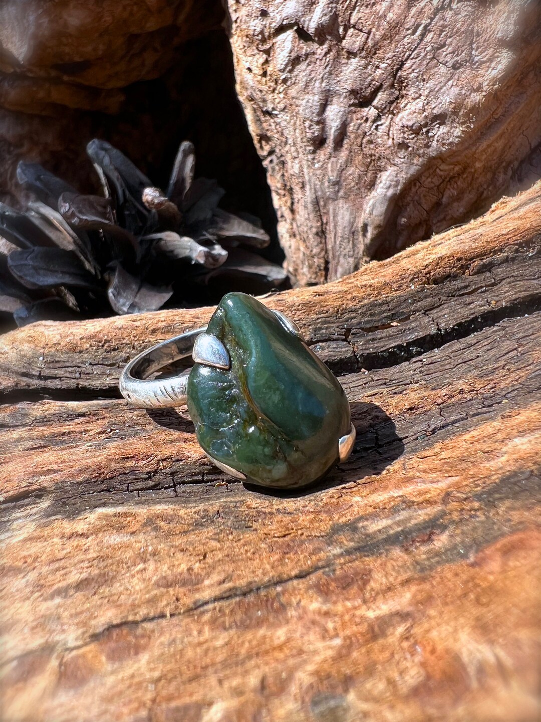 Big Sur Jade "kelly Green" AAA Grade Natural-polish Silver Ring Size US ...