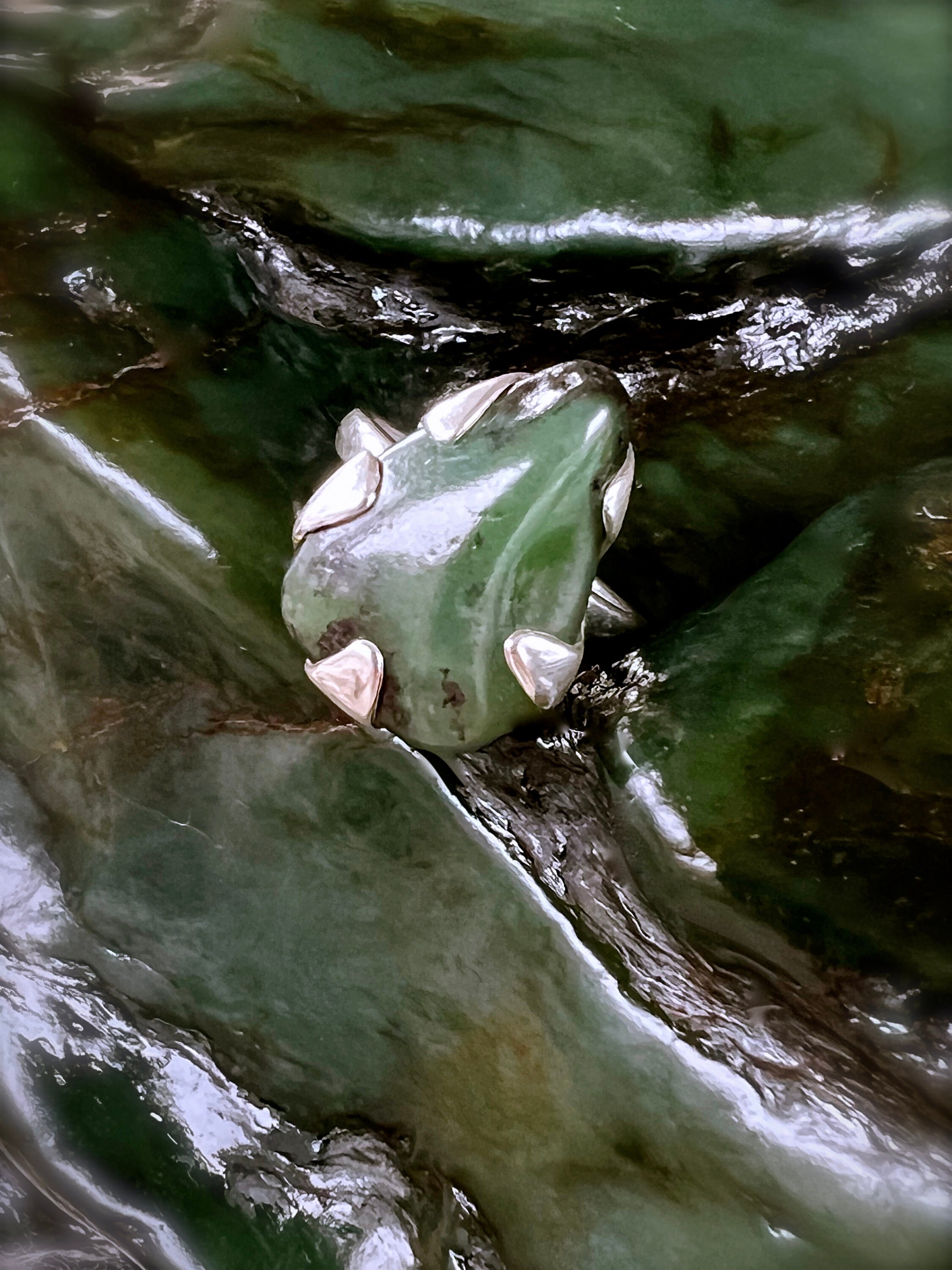 Big Sur Jade calico Blue Green AAA Grade Natural-polish Silver Ring ...