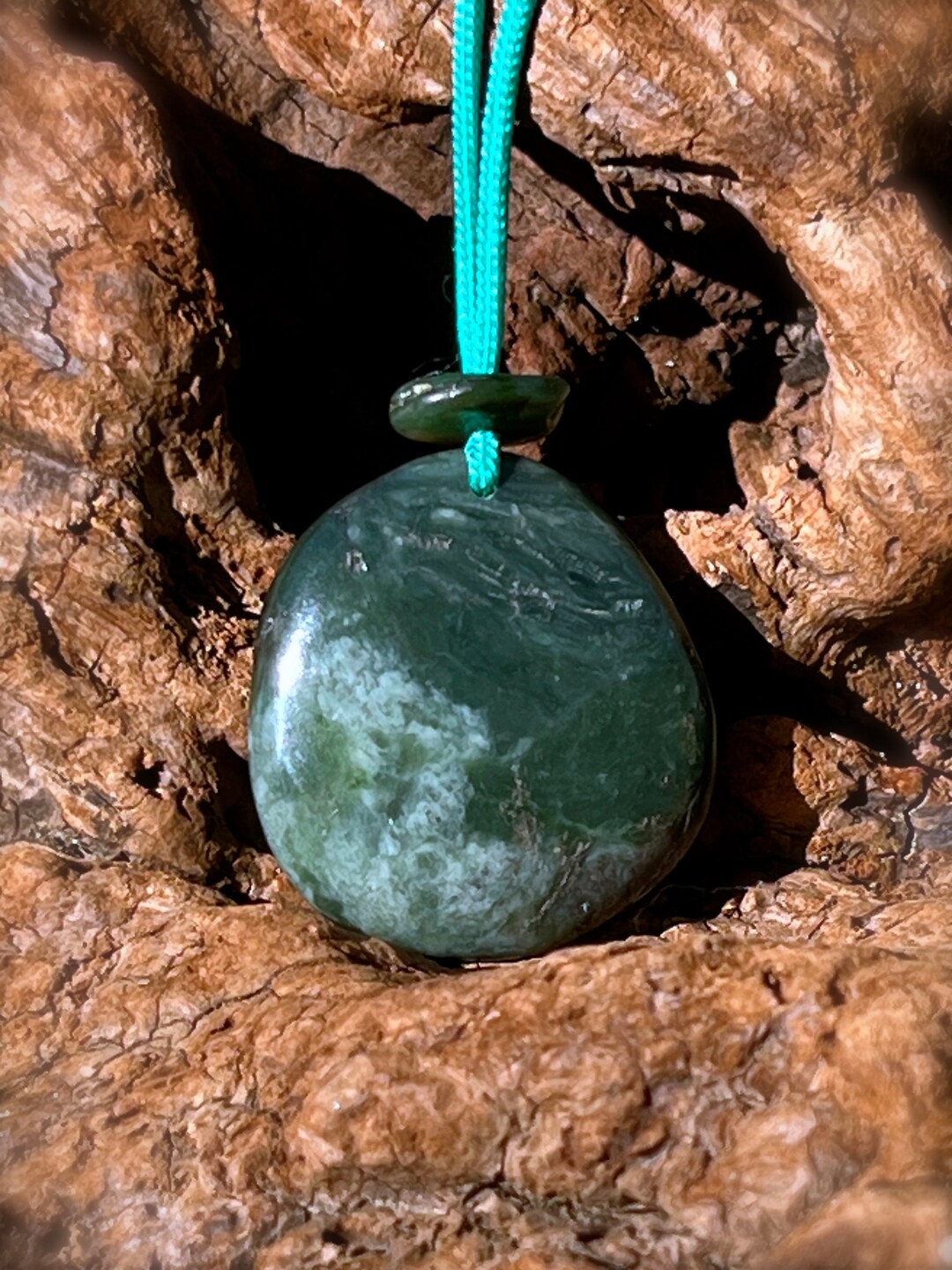 Big Sur Jade Polished "white Calico" Round Pendant With Jade Bead 2" - Etsy