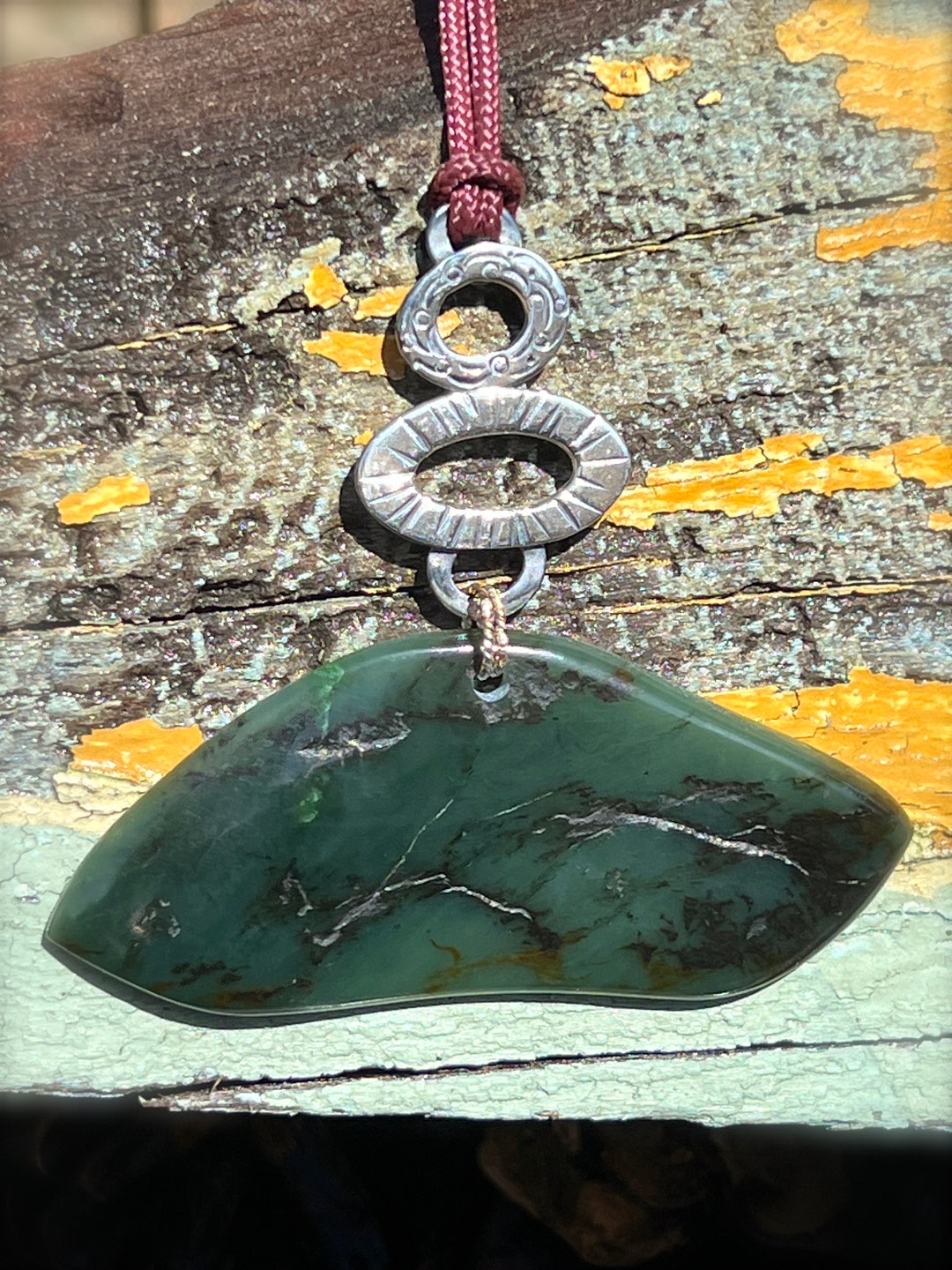 Big Sur Blue Jade Pendant: Sterling Silver Fob, Adjustable Cord - Etsy