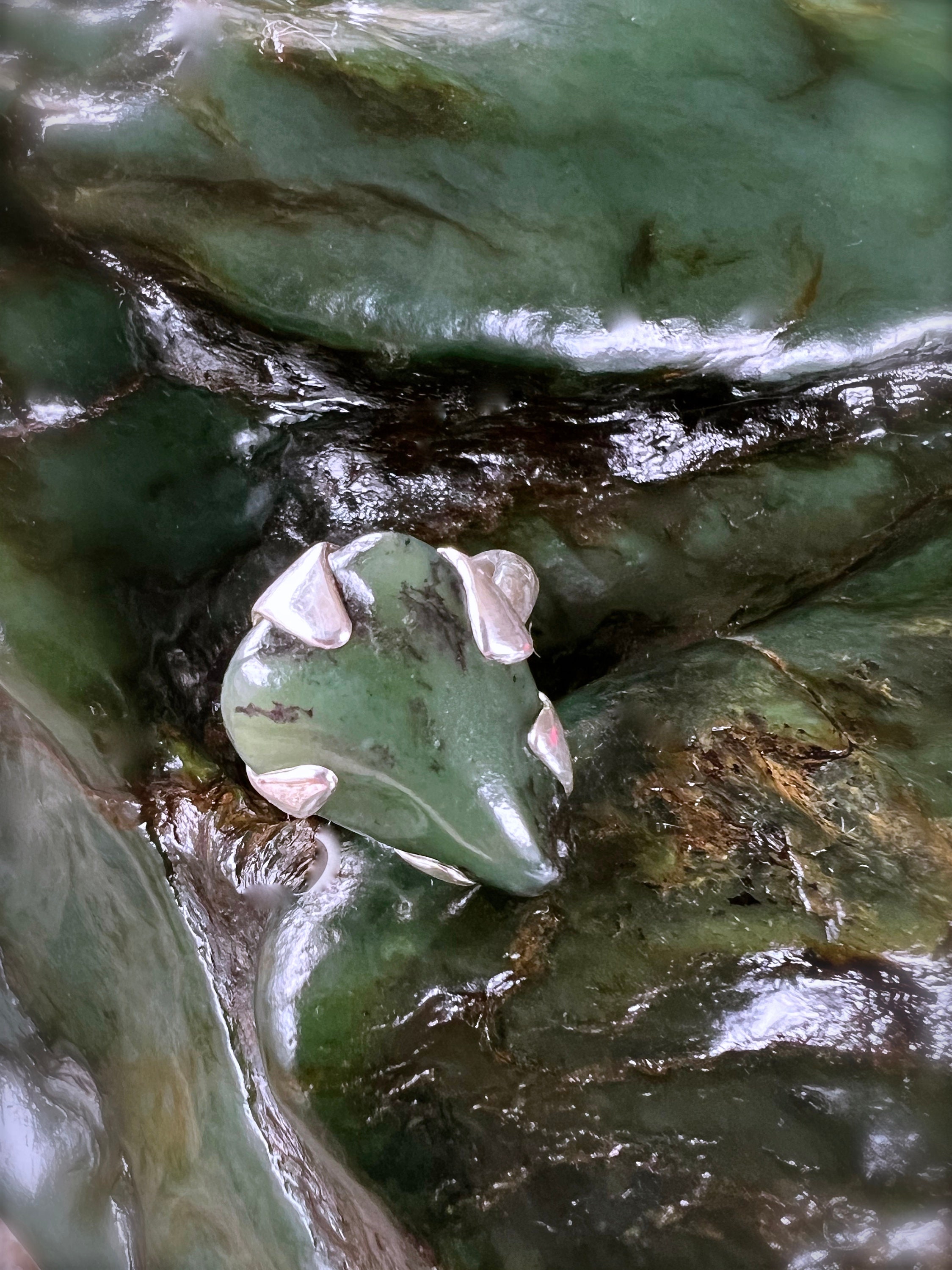 Big Sur Jade calico Blue Green AAA Grade Natural-polish Silver Ring ...