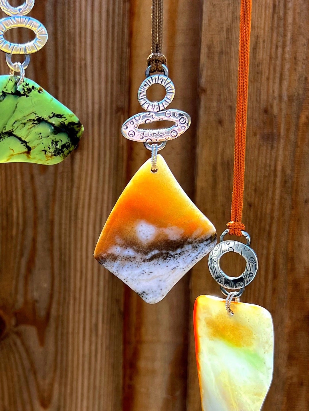 Siberian Jade Pendant: Sterling Silver Fob, Adjustable Cord - Etsy