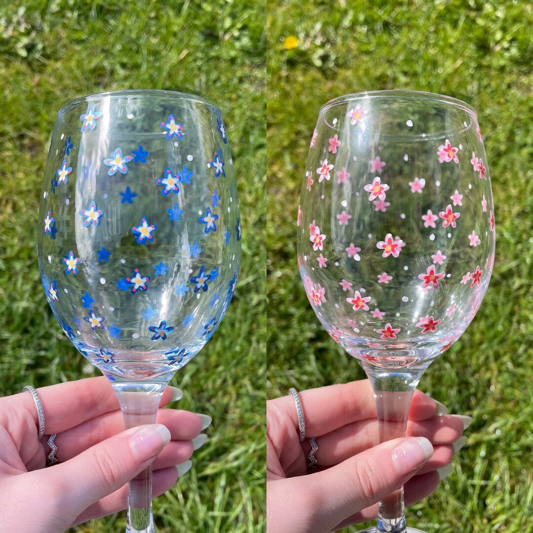 Spring Flower Large Wine Glass - Etsy UK