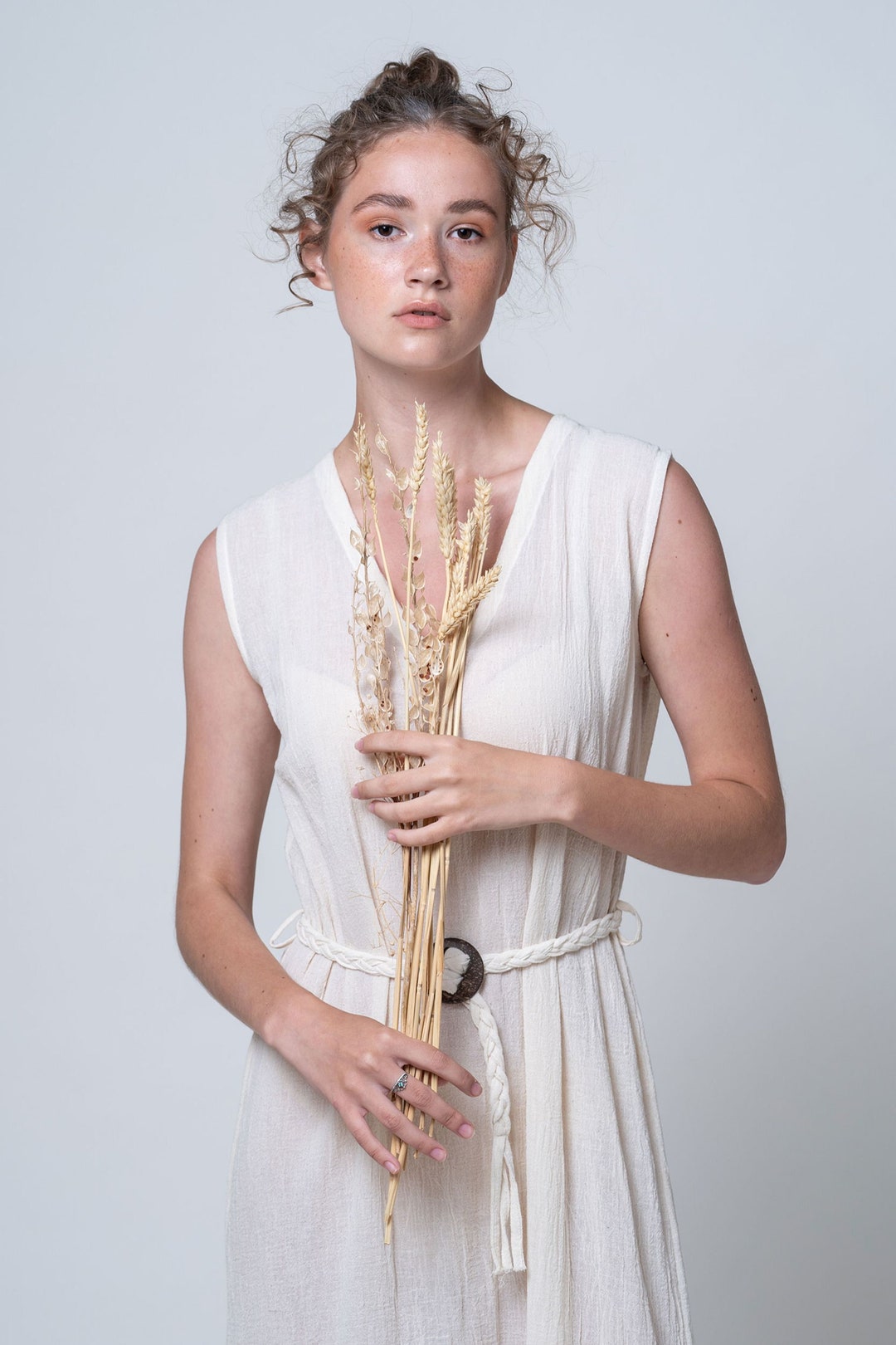 Organic Cotton Boho Wedding Dress - Sleeveless V Neck Maxi - Etsy