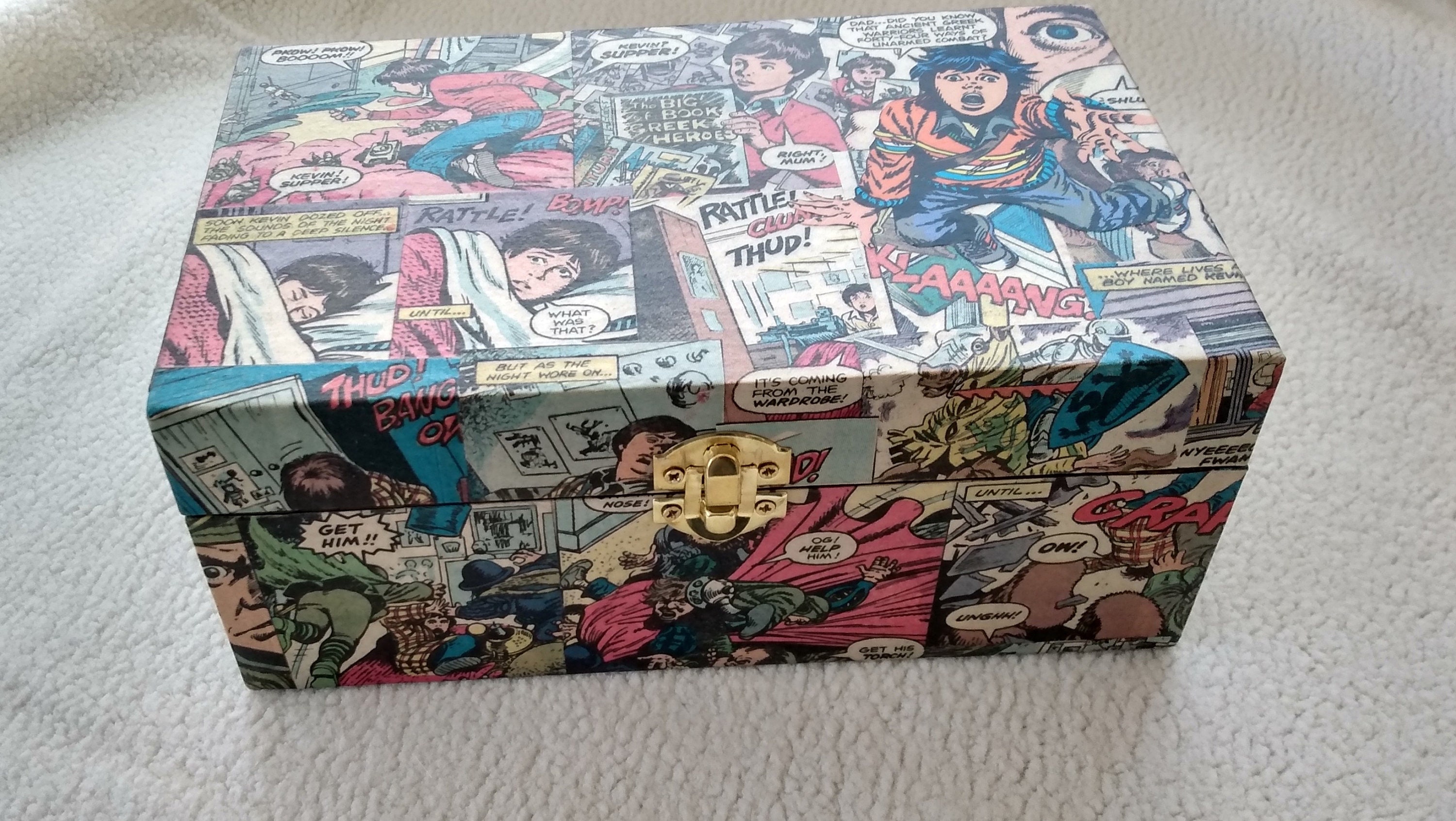 Comic Theme Keepsake Box, Vintage Comics, Upcycle, Wooden Keepsake Box ...