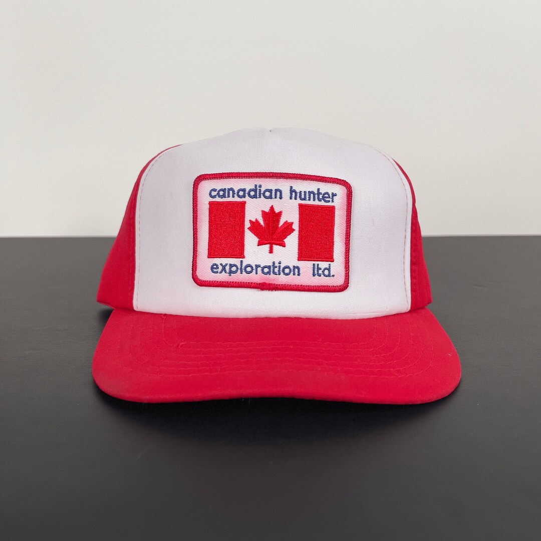Vintage Canadian Hunter Exploration White Red Trucker Hat Pre-owned ...