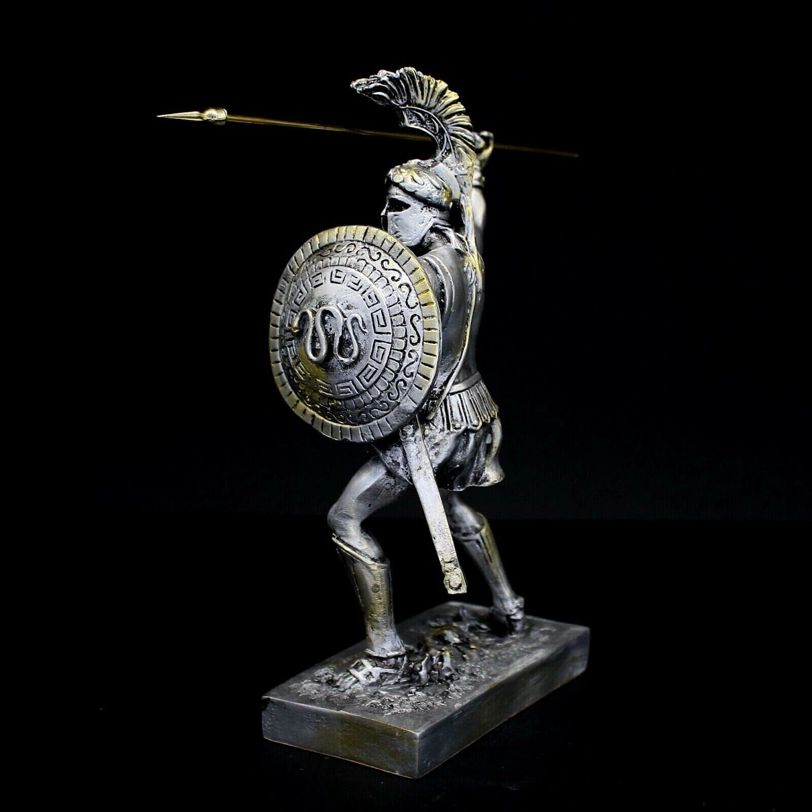 Spartan Statue Warrior Greek 8.30/21cm Silver Colour Handmade Alabaster ...