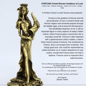 Fortuna Goddess of Luck Statue 8.3/21cm Golden Colour Handmade ...