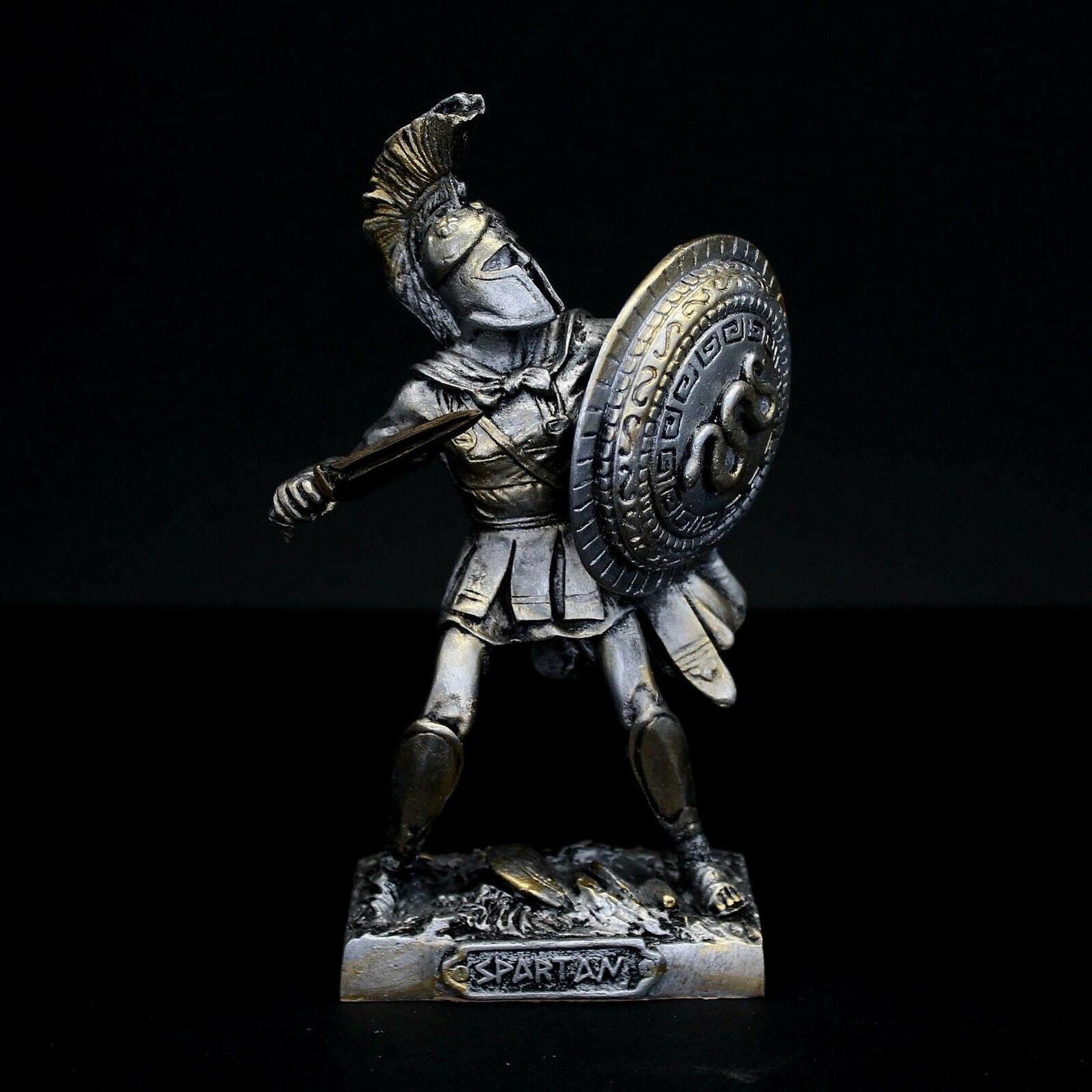 Spartan Warrior Soldier Statue 6.40/16.00cm Silver Coloured Handmade ...