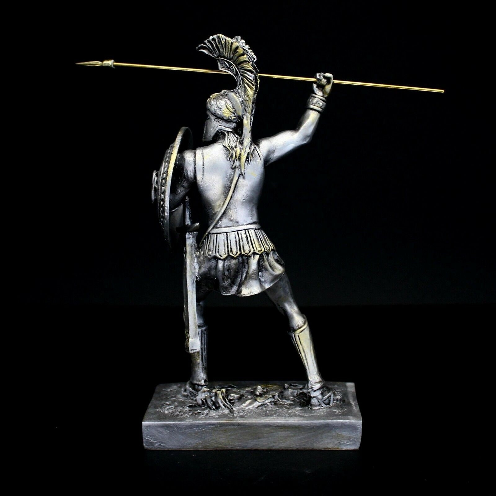 Spartan Statue Warrior Greek 8.30/21cm Silver Colour Handmade Alabaster ...