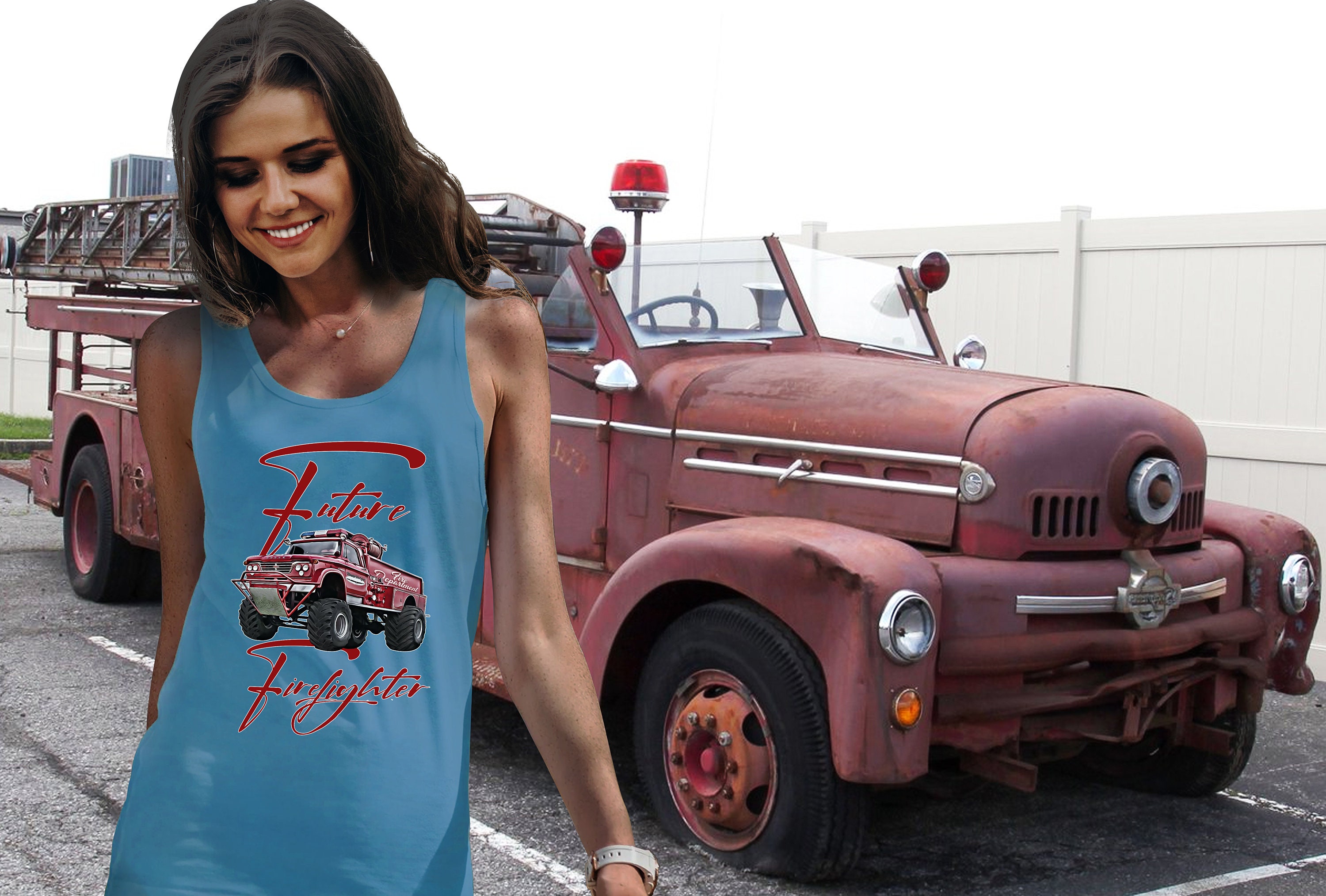 Future Fire Fighter,classic Fire Truck Tanktop,4x4,monster Truck Tank ...
