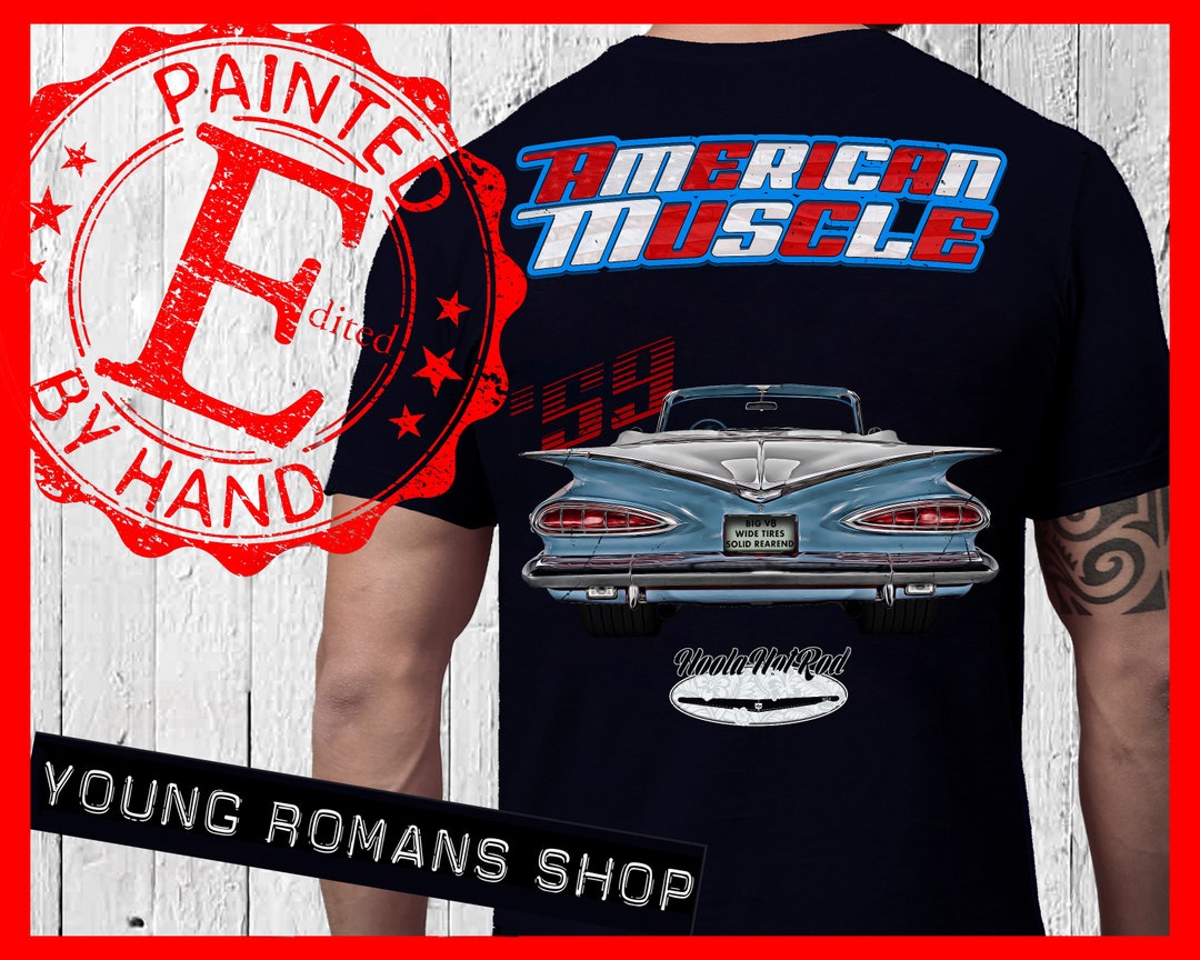 1959 Impala T-shirt,x-frame Impala,1950s Muscle Car,dragster,drag Car,409 Big Block,396 Big ...